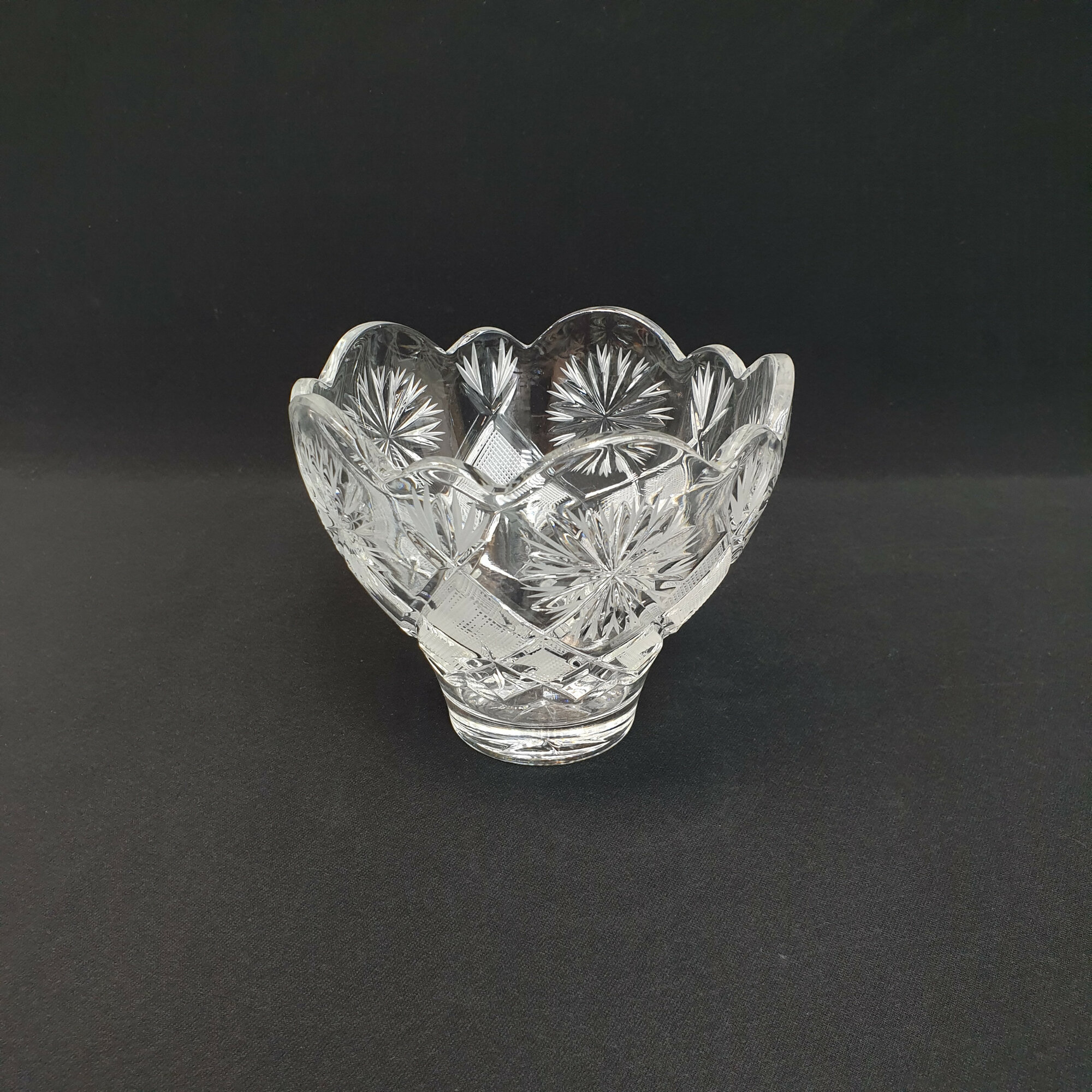 Винтажный салатник ваза конфетница, хрусталь 14 см, СССР