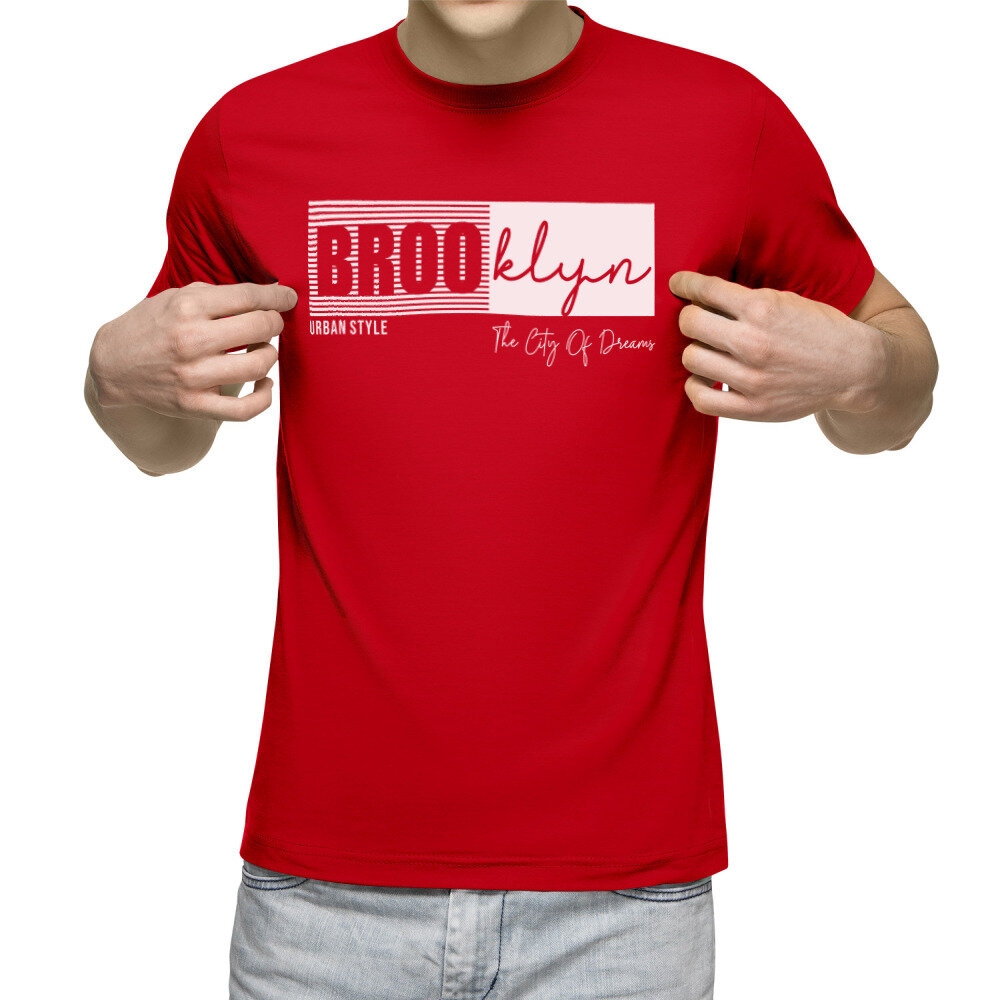 Мужская футболка «Бруклин, город мечты» (красный, XL)