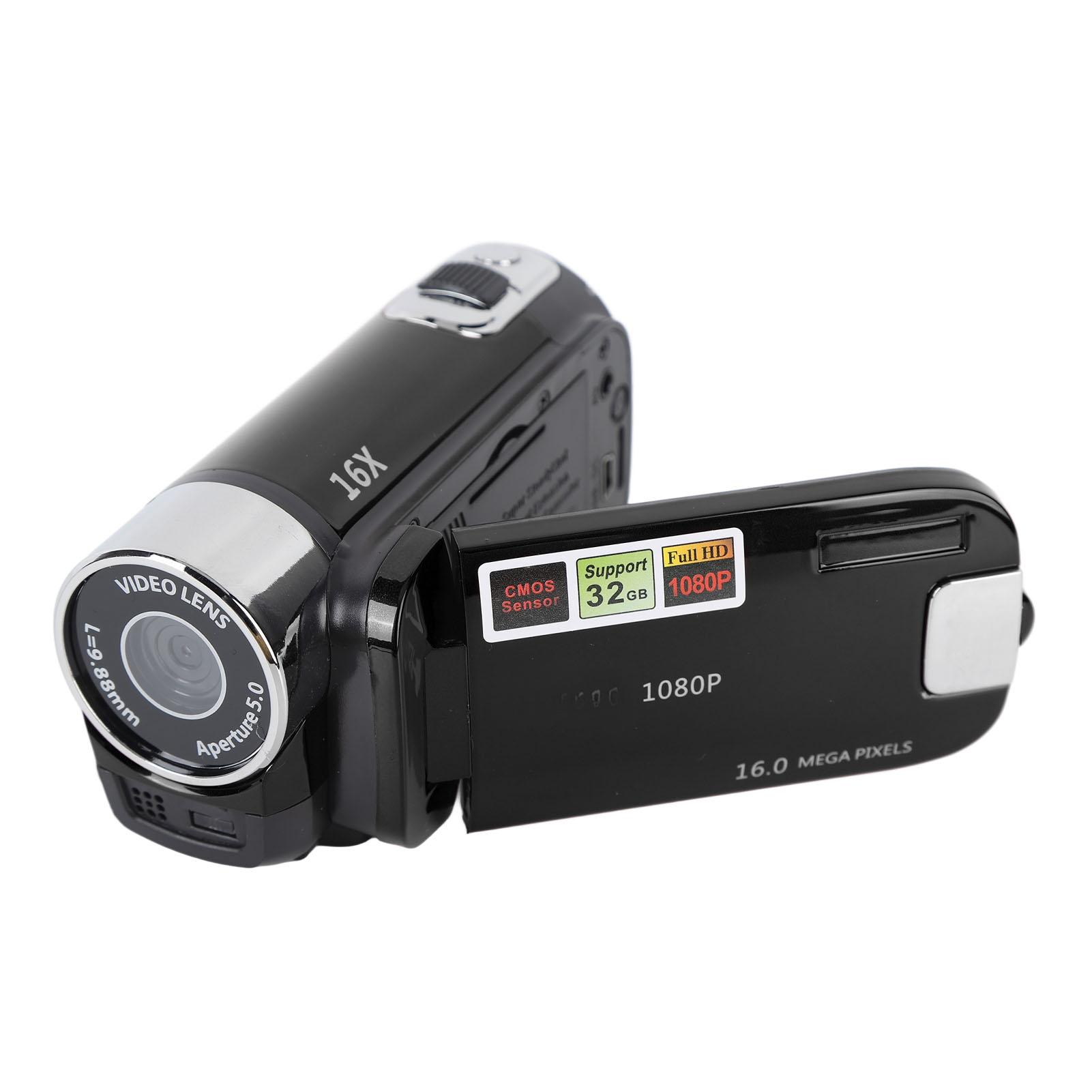 Видеокамера 1080P: С Вращающимся Экраном и Подсветкой для Селфи - Цифровая Камера с Зумом 16x и Записью 48 МП - Компактная HD Видеокамера для Путешествий и Семьи