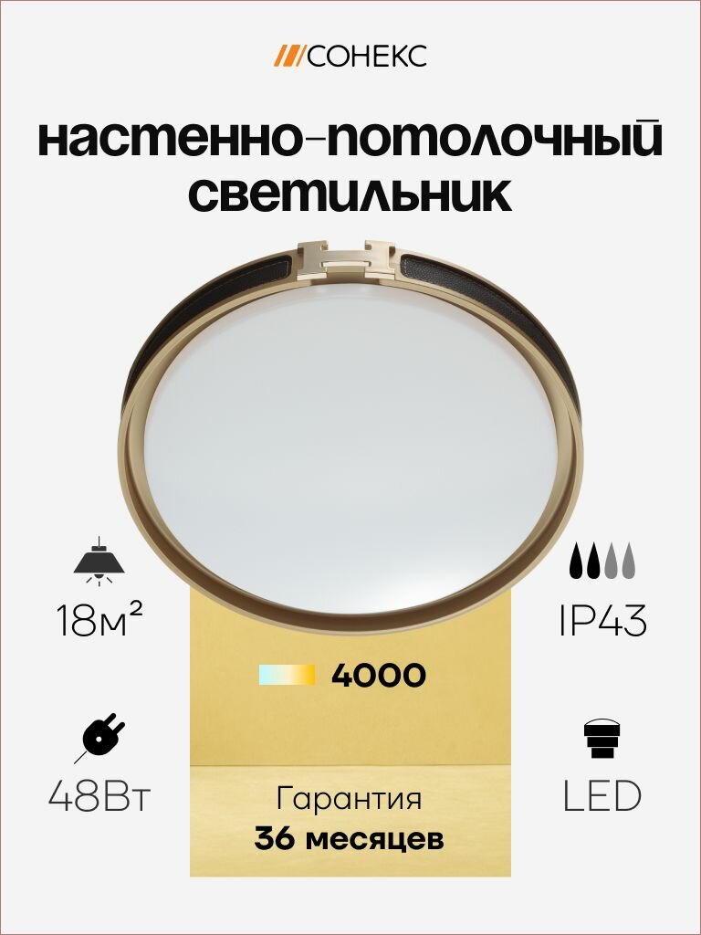 Настенно-потолочный светильник SONEX FAVEMO BLACK 7667/DL LED 48W белый