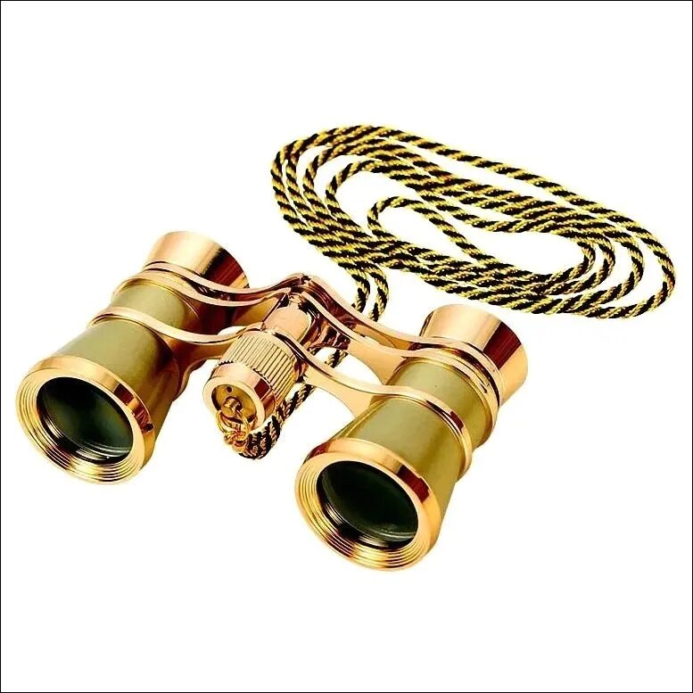 Бинокль театральный БТ 3x25, с цепочкой, желтый, металлический корпус, для театра