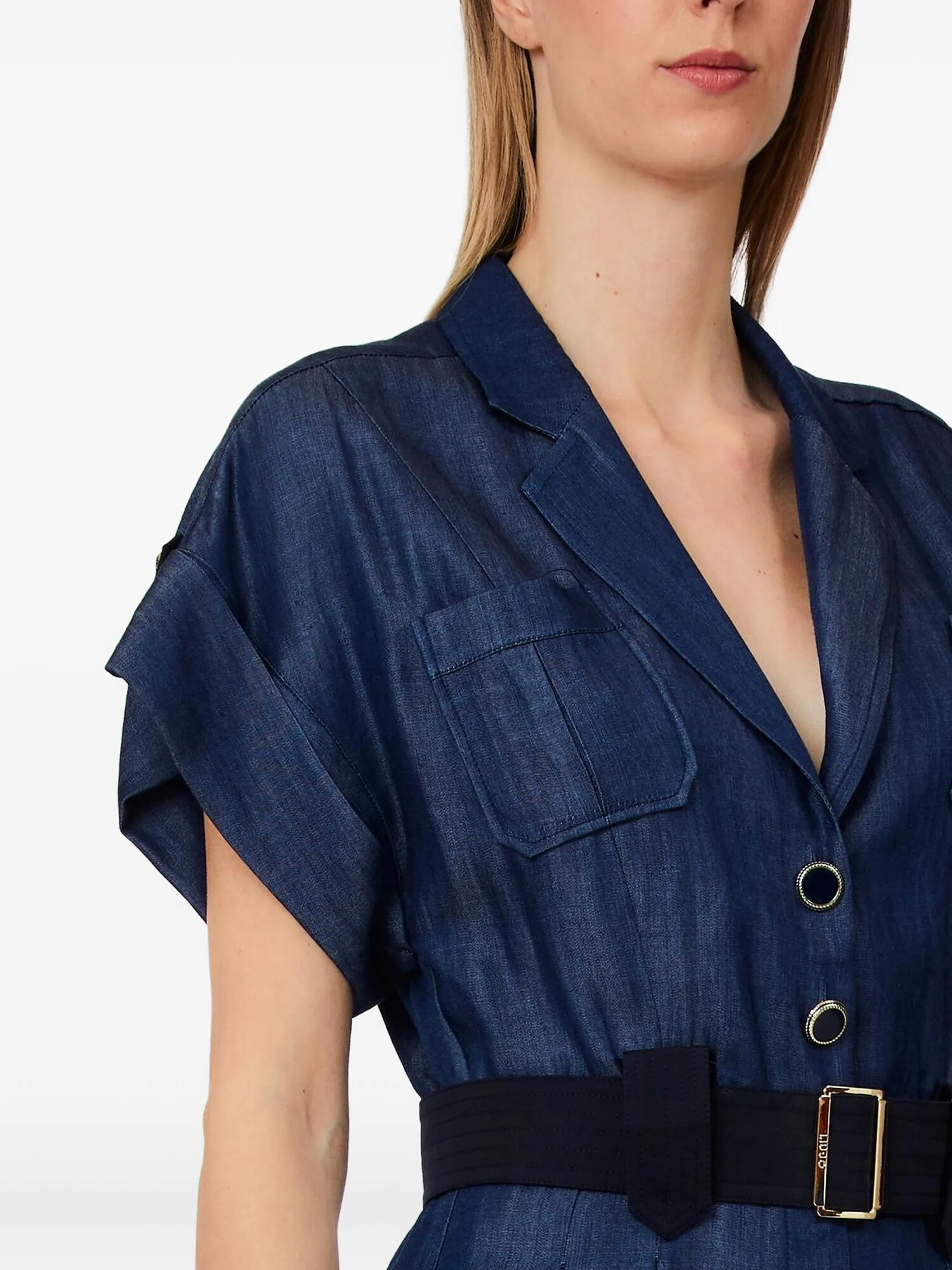 Комбинезон LIU JO Button belted jumpsuit, размер 38, синий — фото 1