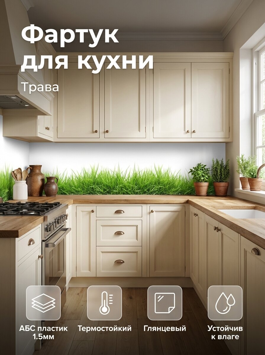 Интерьерная панель "Трава" на основе АБС пластика с фотопечатью 4000*600*1,5мм