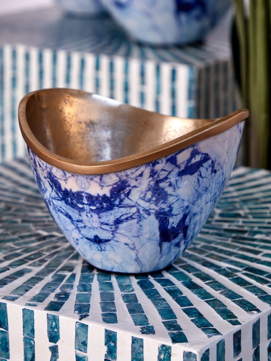 LB78245/2-BLUE Чаша 16x15x12см, Алюминий, золотистый, Glasar