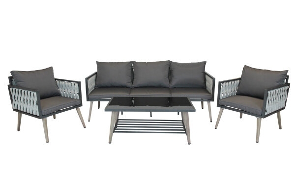Набор мебели Гранд арт. GS068 антрацит, серый 2 уп. (стол+2кресла+диван) "Garden story"