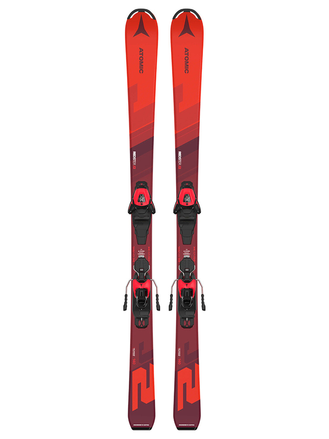 Горные лыжи с креплениями Atomic Redster J2 (130-150) + L6 GW 24/25 , для детей , Красный
