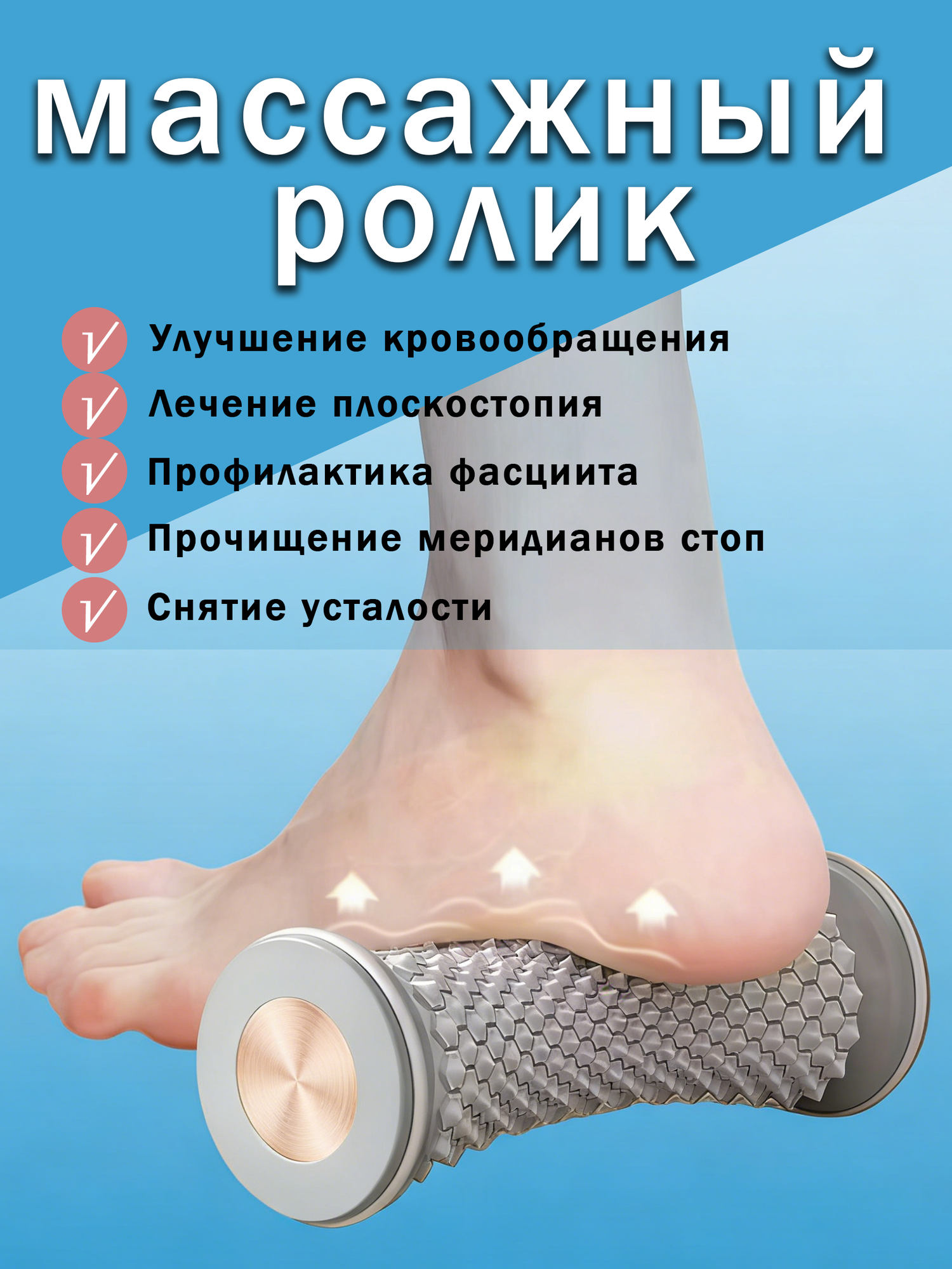 Массажер роликовый для стоп и ног / ролик массажный для стоп, ног и тела