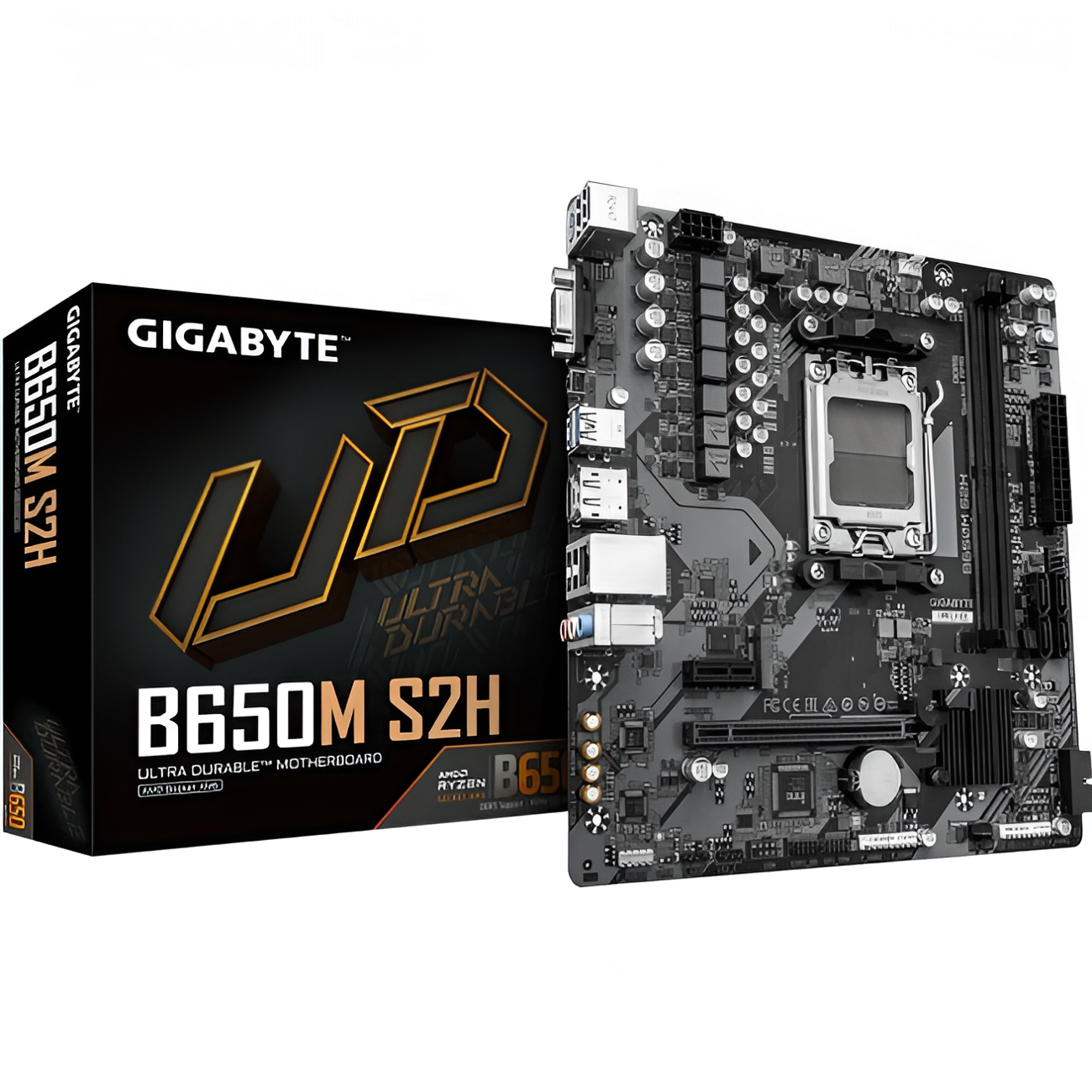 Материнская плата GIGABYTE B650M S2H (AM5/AMD B650/2xDDR5/PCI-Ex16/M.2/SB7.1/GLAN/DisplayPort/HDMI/VGA/mATX)