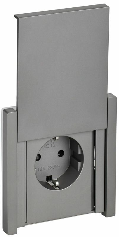 Розетка СП FORTE&PIANO16А IP44 FP519 с заземл. защ. шторки с крышкой безвинт. крепл. сталь IEK FP-R16-16-1-44-K46