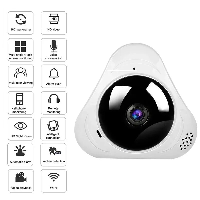 360-градусные Wi-Fi панорамные камеры 1080P для охраны, рыбаего глаза IP 3MP умные домашние камеры видеонаблюдения с ночным видением CCTV-камеры для наблюдения-