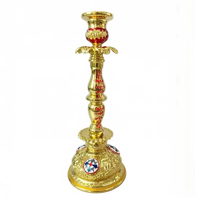 Золотой подсвечник с эмалью, цвет: base Red