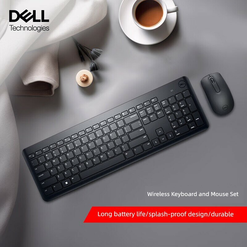 Комплект клавиатуры и мыши Dell, проводной и беспроводной набор клавиатуры и мыши для ноутбуков, настольных компьютеров, офиса и домашнего использования 345 Беспроводной комплект клавиатуры и мыши KM3322W