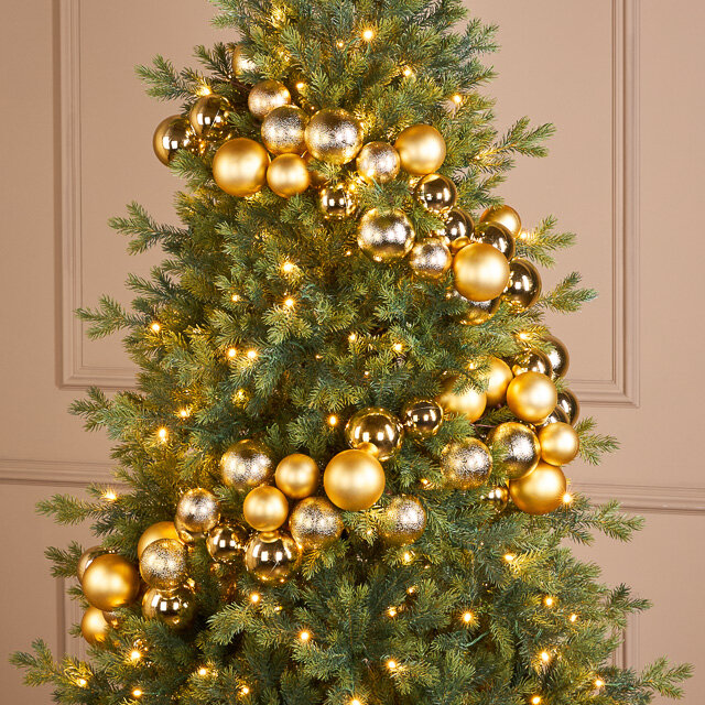 Гирлянда из елочных шаров Золотистые Искры 180*17 см, пластик, Winter Deco, 1097080