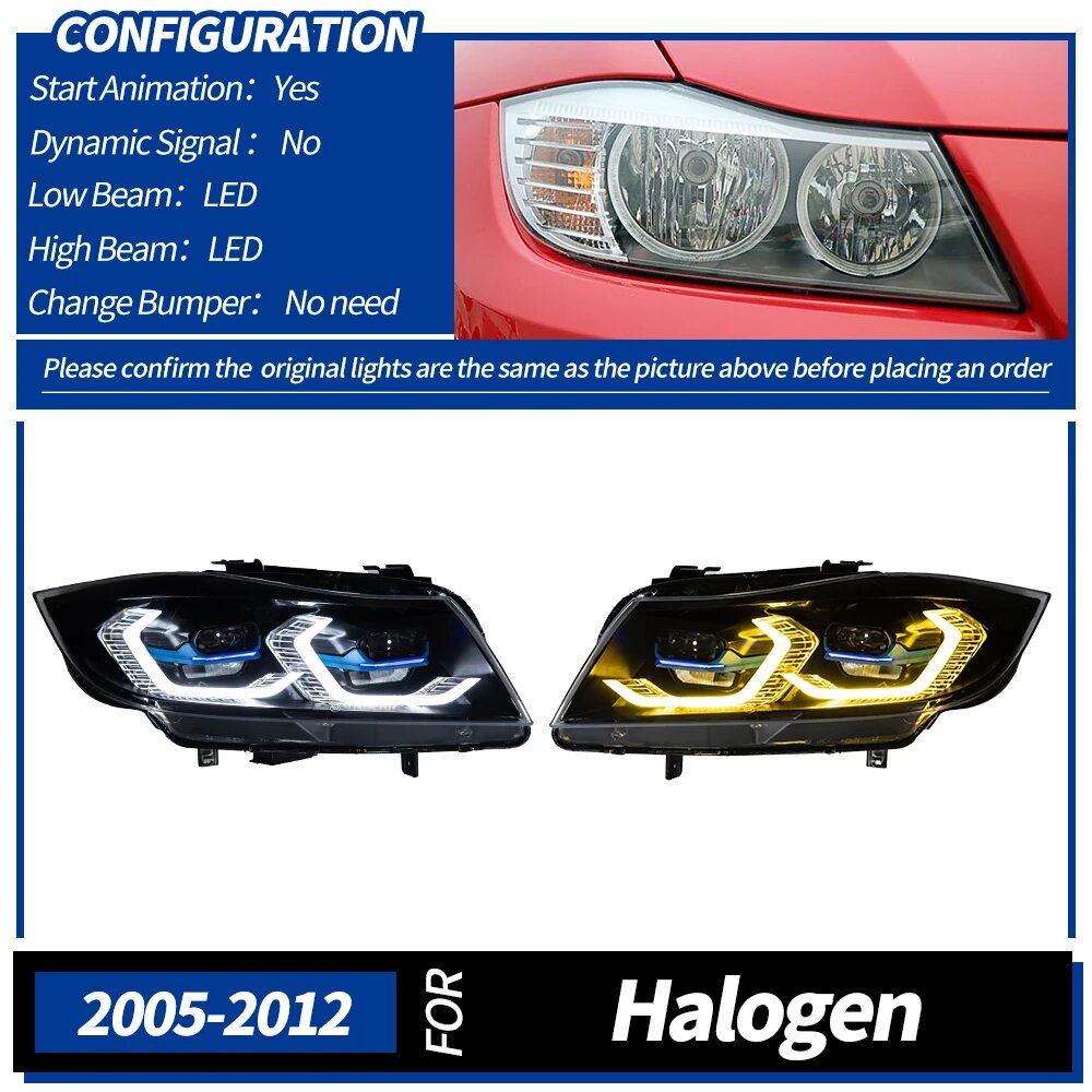 Фары для BMW E90 3 серии LED-фары 2005-2012 318I 320I 325I фары Drl проекторное линза автомобильные