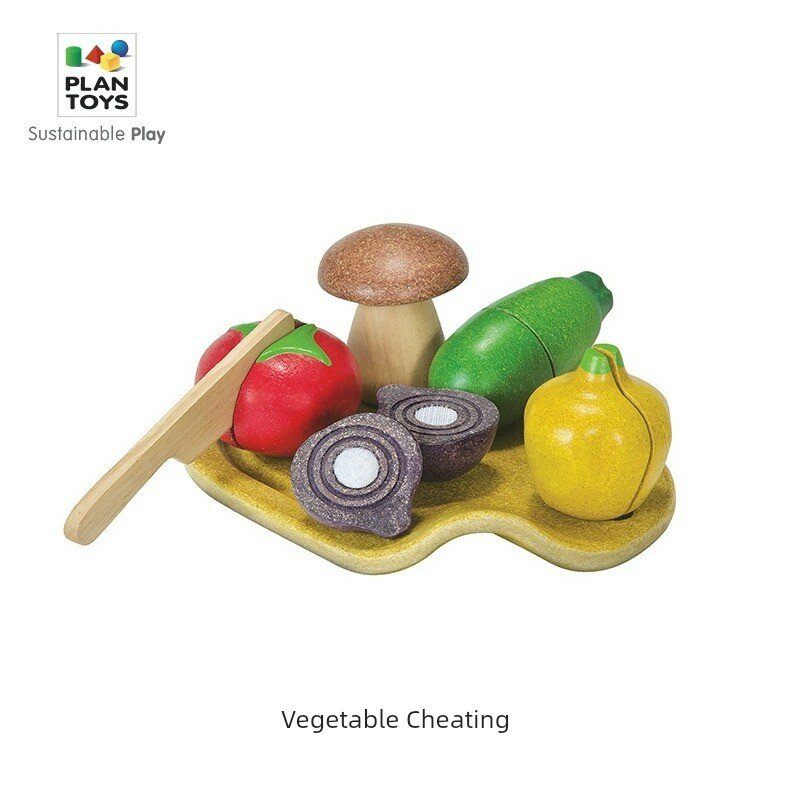 PlanToys Набор игрушек для кухни с овощами, деревянная игра для малышей, образовательная игра с цветными овощами,