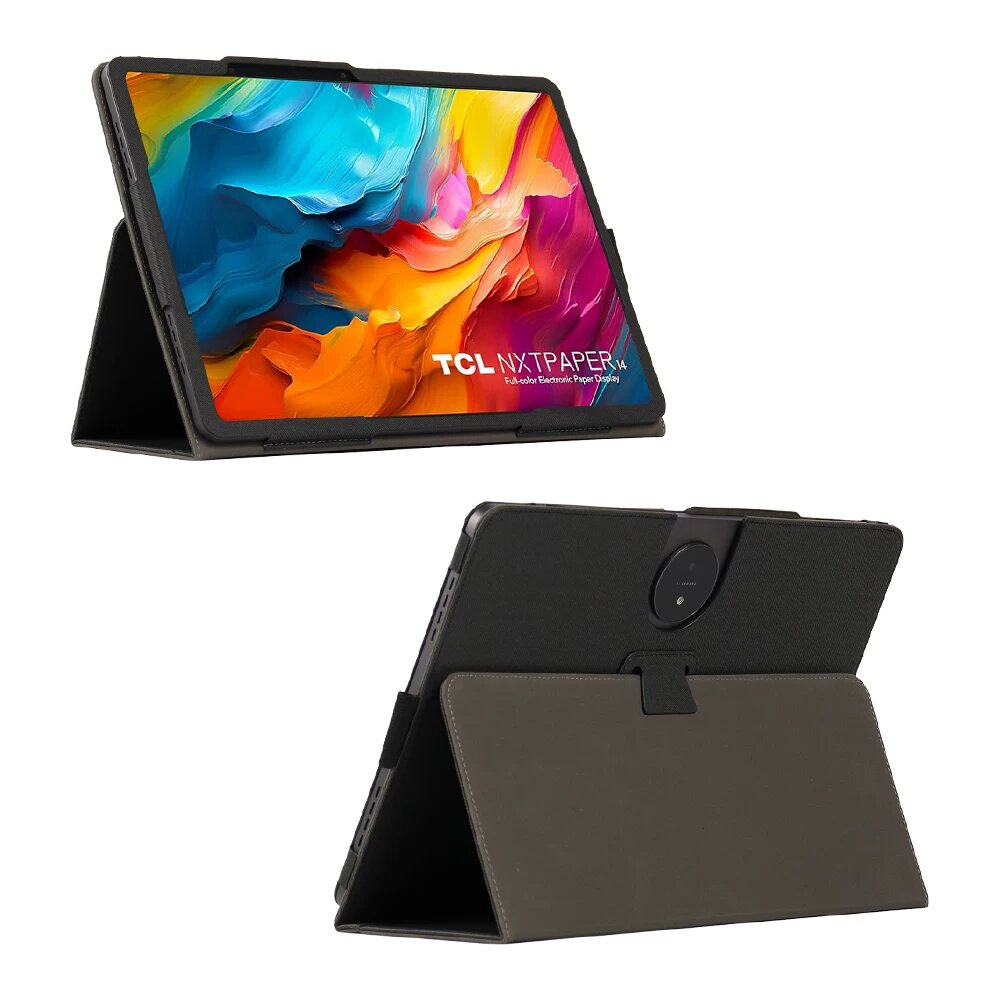 Чехол для планшета TCL NXTPAPER 14 Pro с подставкой, кожа PU, 14.3 дюйма, черный, включает Bluetooth клавиатуру и сумку