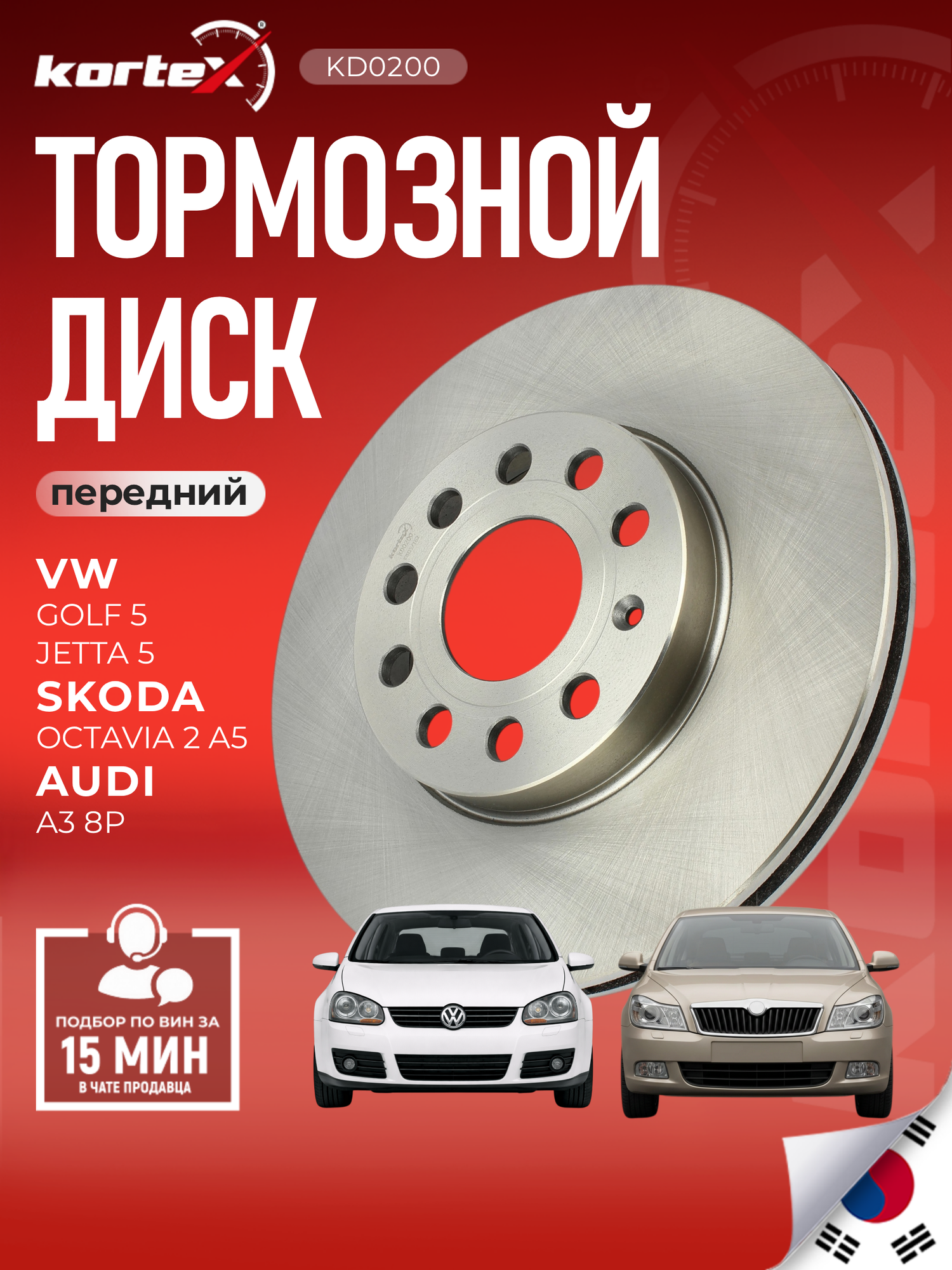 Тормозной диск передний Skoda Шкода Karoq Octavia Октавия II (A5) III (A7) IV (A8); Volkswagen Фольксваген Golf Гольф V-VIII DF4295 5Q0615301H