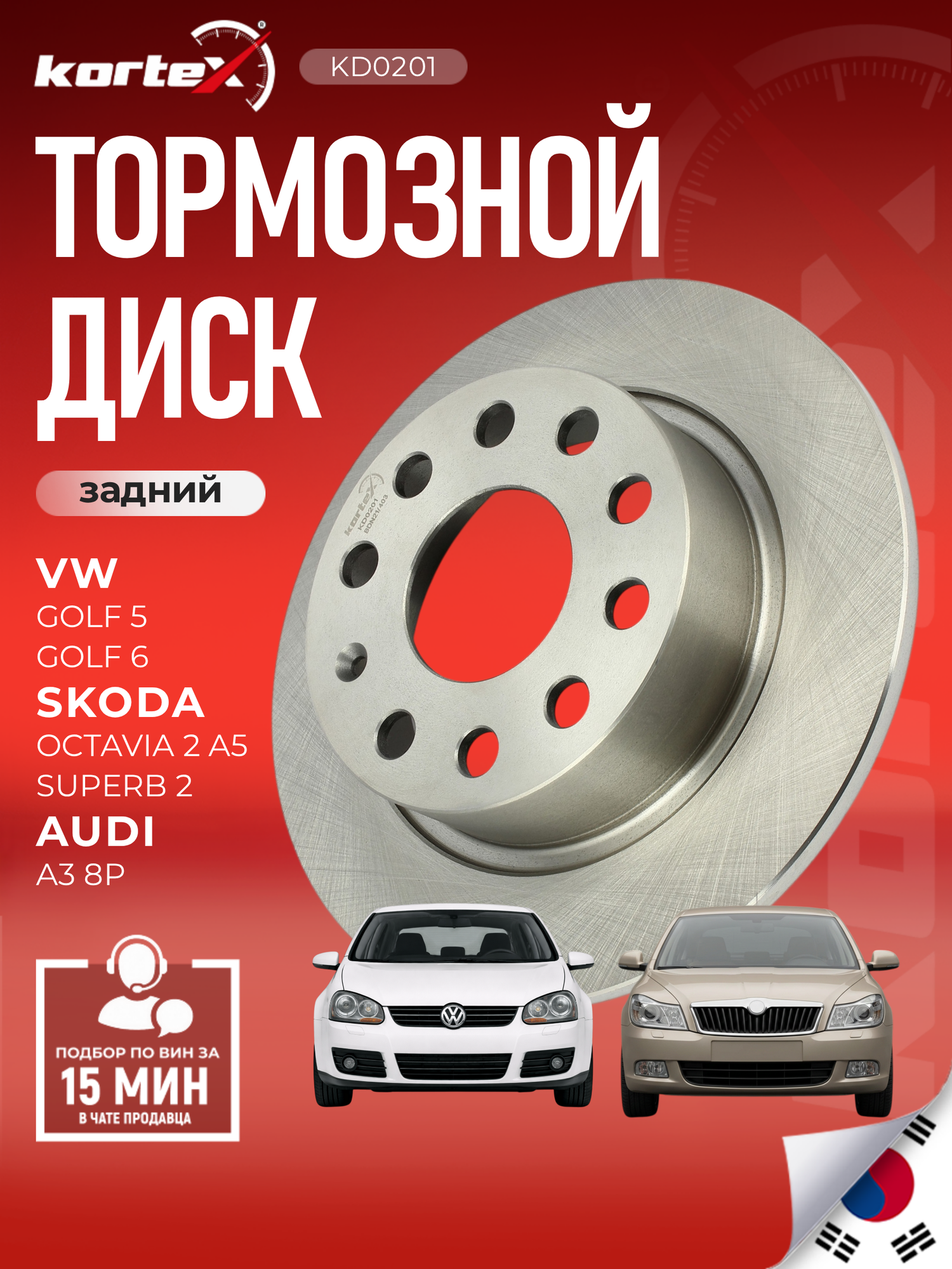 Диск тормозной задний Audi Ауди A3, Seat, Сеат ALTEA, LEON, TOLEDO, Skoda Шкода Octavia, Октавия, Yeti, Йети, Volkswagen Фольксваген Caddy, Кэдди, Golf, Гольф, Jetta, Джетта, Scirocco 1K0615601AB