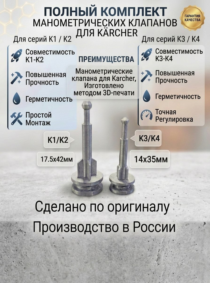 Манометрический клапан для минимоек Karcher К1, К2, K3, K4. Комплект 2шт.