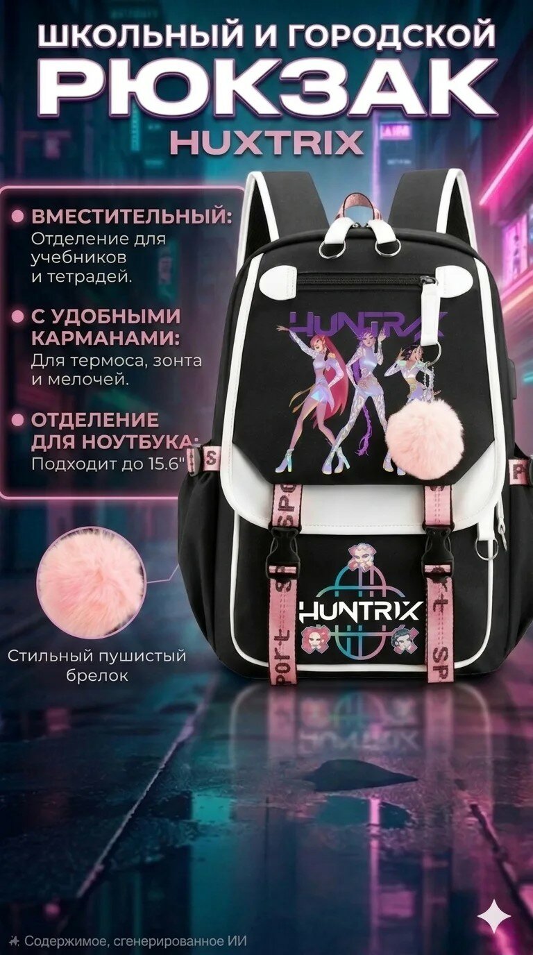 Рюкзак школьный Охотницы на демонов HUNTRIX Зои Мира Руми А4