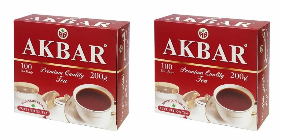 Akbar Чай черный в пакетиках Mountain fresh, 100 штук по 2 г, 2 уп