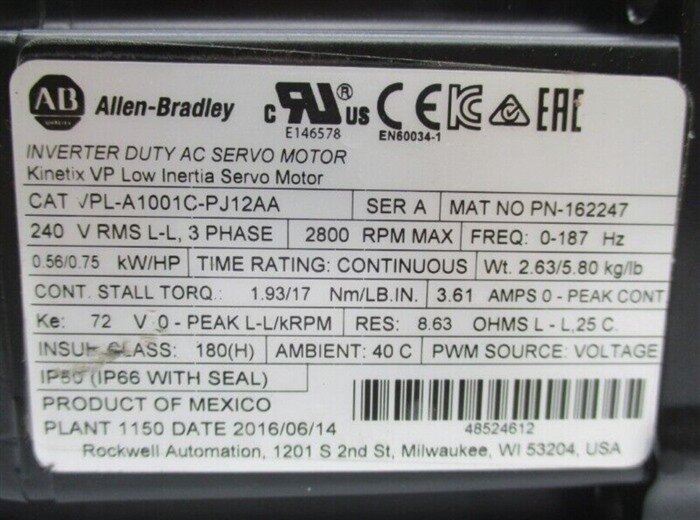 Модуль Allen-Bradley VPL-A1001C-PJ12AA