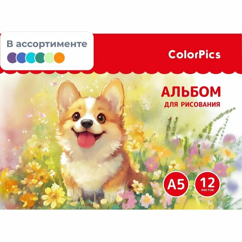 Альбом для рисования Комус Класс ColorPics, А5, 12 листов, скрепка в асс, 2263169