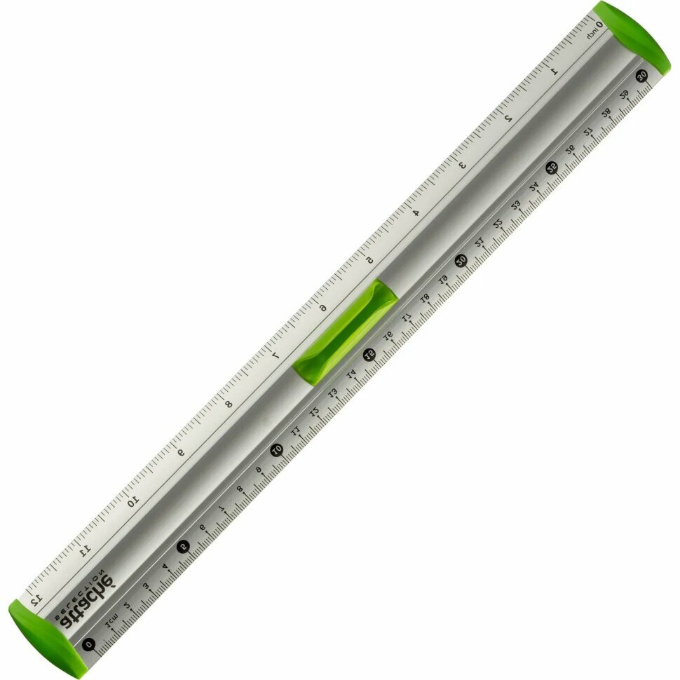 Линейка 30см Attache Selection aluminium с держателем зеленый, 726997