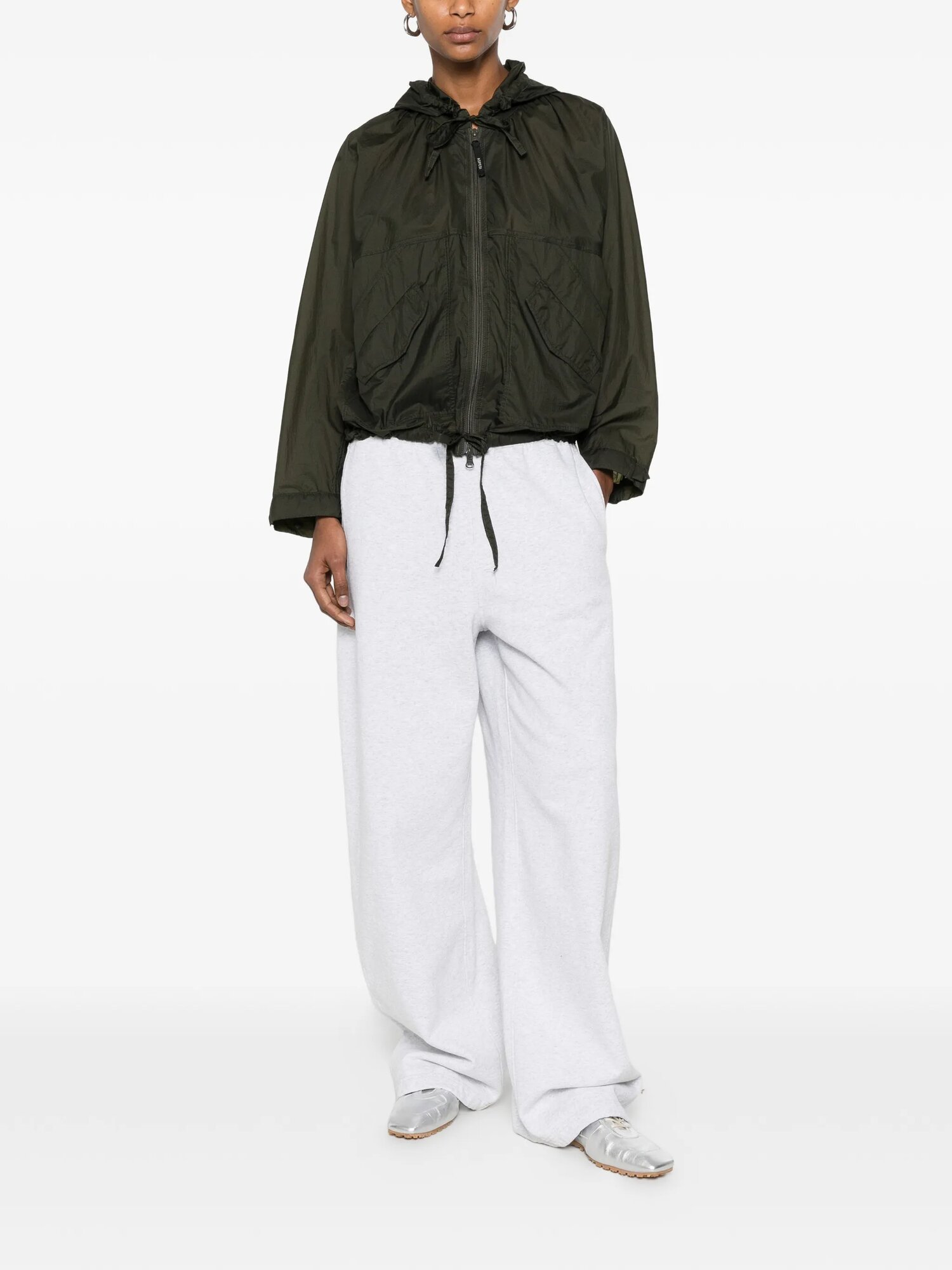 Куртка Aspesi Drawstring-hooded zip-up jacket, размер L, green — фото 1