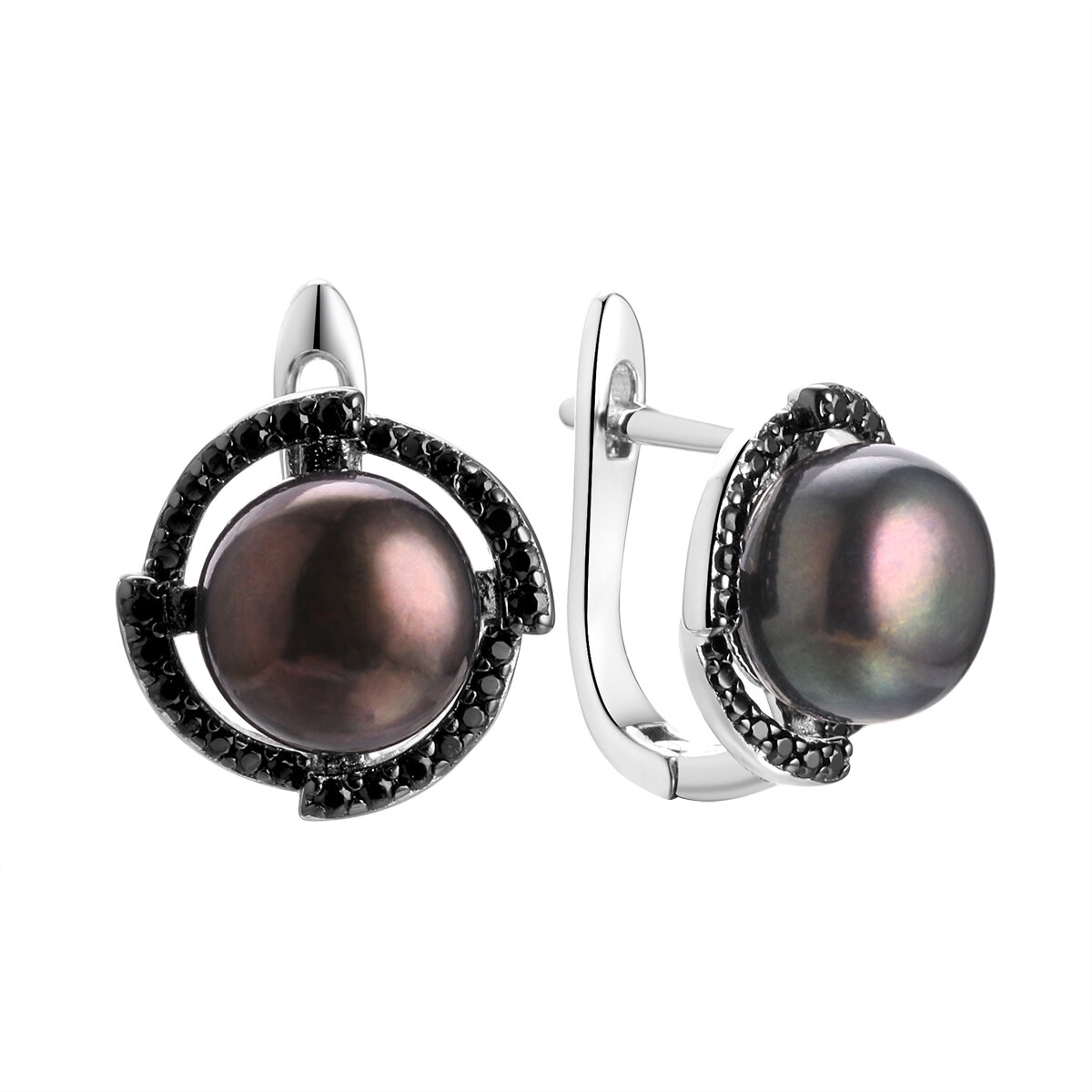 Серьги, серебро, 925 проба, жемчуг культивированный, шпинель