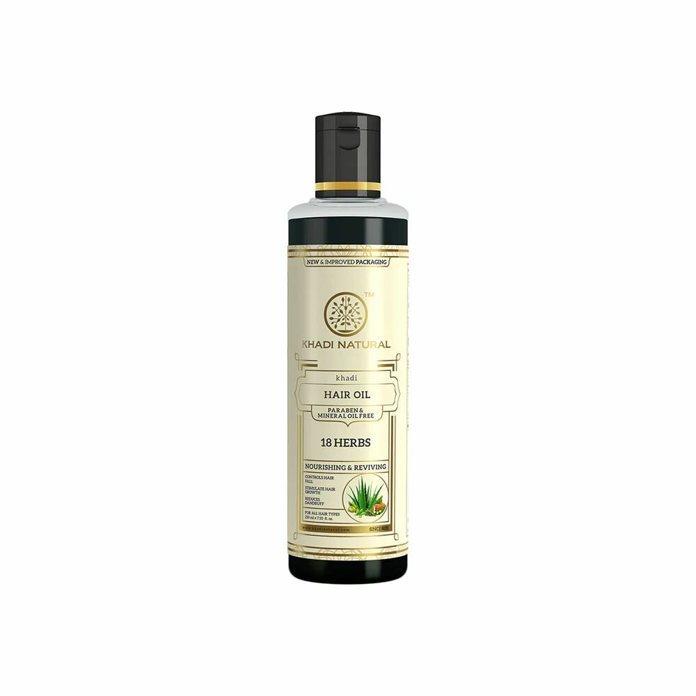 Hair Oil 18 Herbs, Paraben Mineral Oil Free, Khadi Natural (Масло для восстановления волос Кхади 18 Трав, Антидепрессант, без Парабенов и Минеральных Масел), 210 мл.