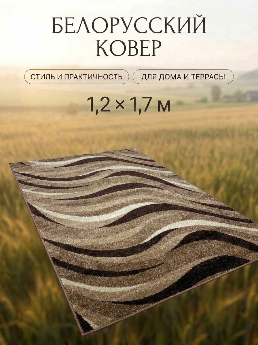Ковер на пол Витебские ковры, Эспрессо, прямоугольный, размер 0.8х1.5 м, производство Беларусь.