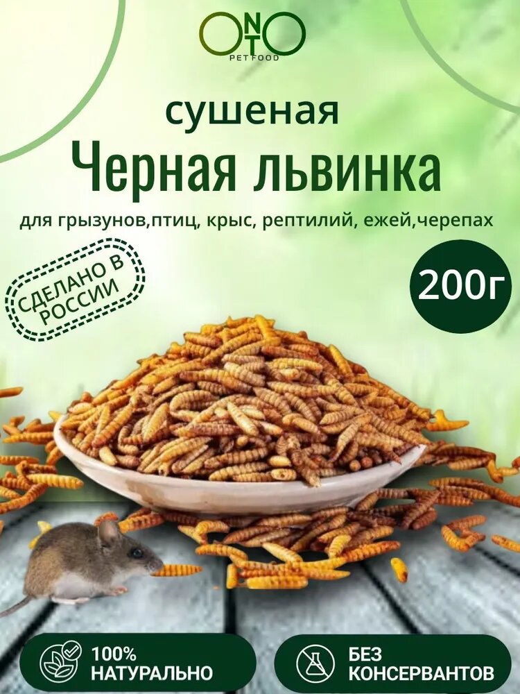 Черная львинка сушеная для насекомоядных животных ONTO, 200г