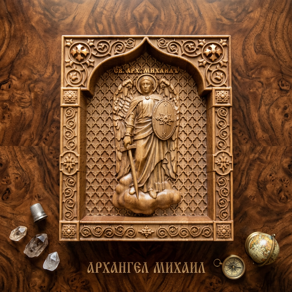 Резная икона "Архангел Михаил"