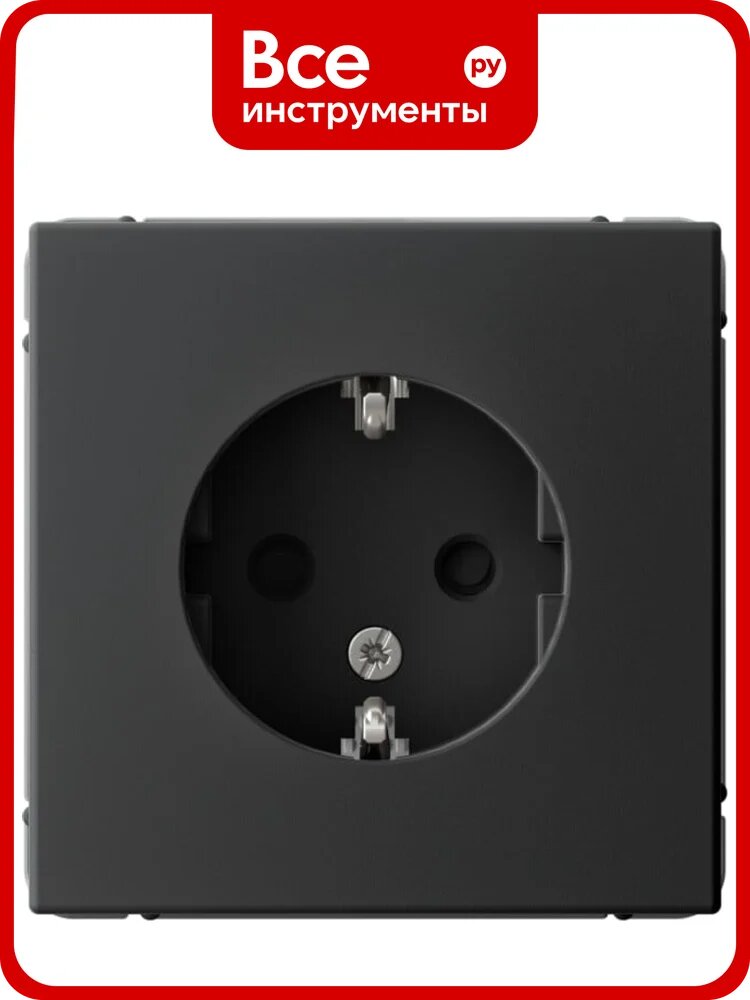 Розетка Systeme Electric ArtGallery Карбон с заземлением со шторками, 16А, механизм GAL001045, 250 В, пластик