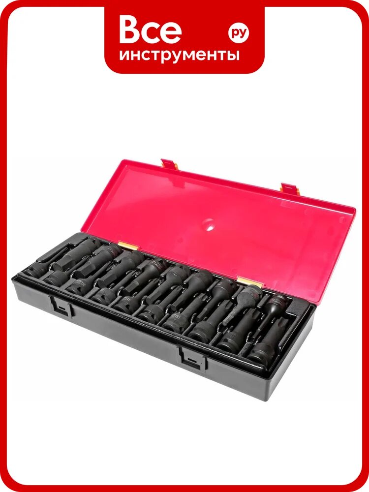 Набор ударных торцевых головок 1/2" TORX, HEX в кейсе 19шт JTC-K4191 прочной конструкции
