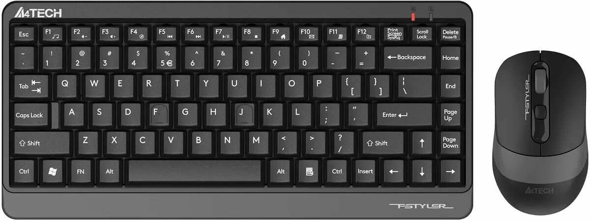 Клавиатура и мышь для компьютера A4TECH USB, беспроводной, черный и серый (FG1110 GREY)