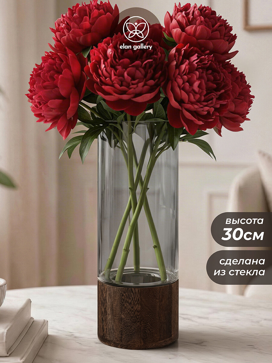 Ваза-подсвечник 2,5 л Elan Gallery графит/коричневый, стекло, 12х12х30 см
