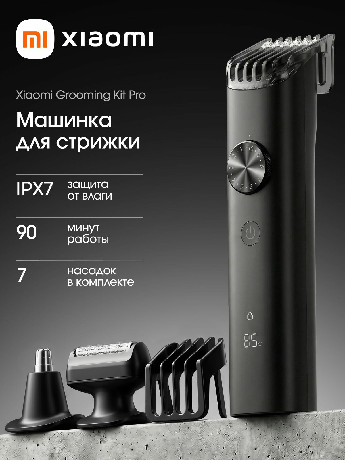 Машинка для стрижки волос и бороды профессиональная Xiaomi Grooming Kit Pro XMGHT2KITLF беспроводная