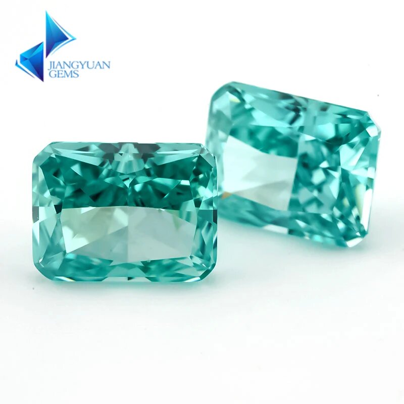 Синтетические сине-зеленые кубические цирконы Jiangyuan Gemstone 6x8 мм, 7x9 мм, 5А, 7x9mm 1pc