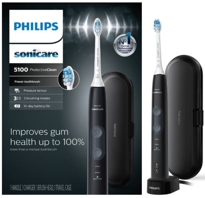 Электрическая зубная щётка Philips Sonicare ProtectiveClean 5100 series HX6850 черная, 3 режима, таймер, датчик давления, версия CN
