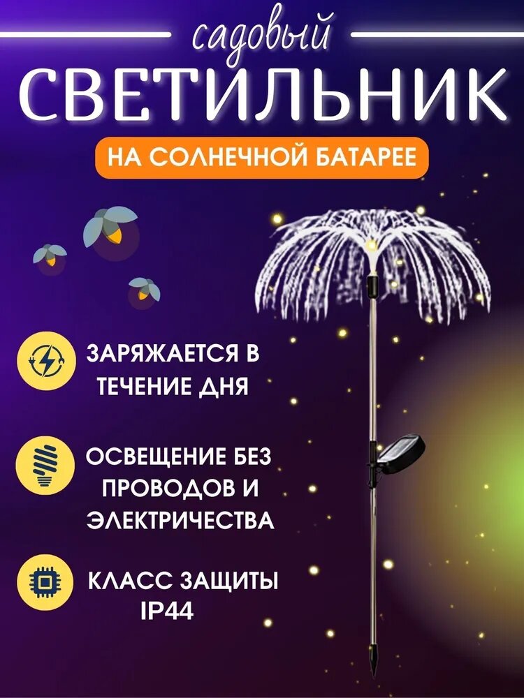Светильник уличный садовый Фонарь на солнечной батарее для сада светодиодный Фонарик лампа беспроводная для освещения дома гаража и дачи 107150