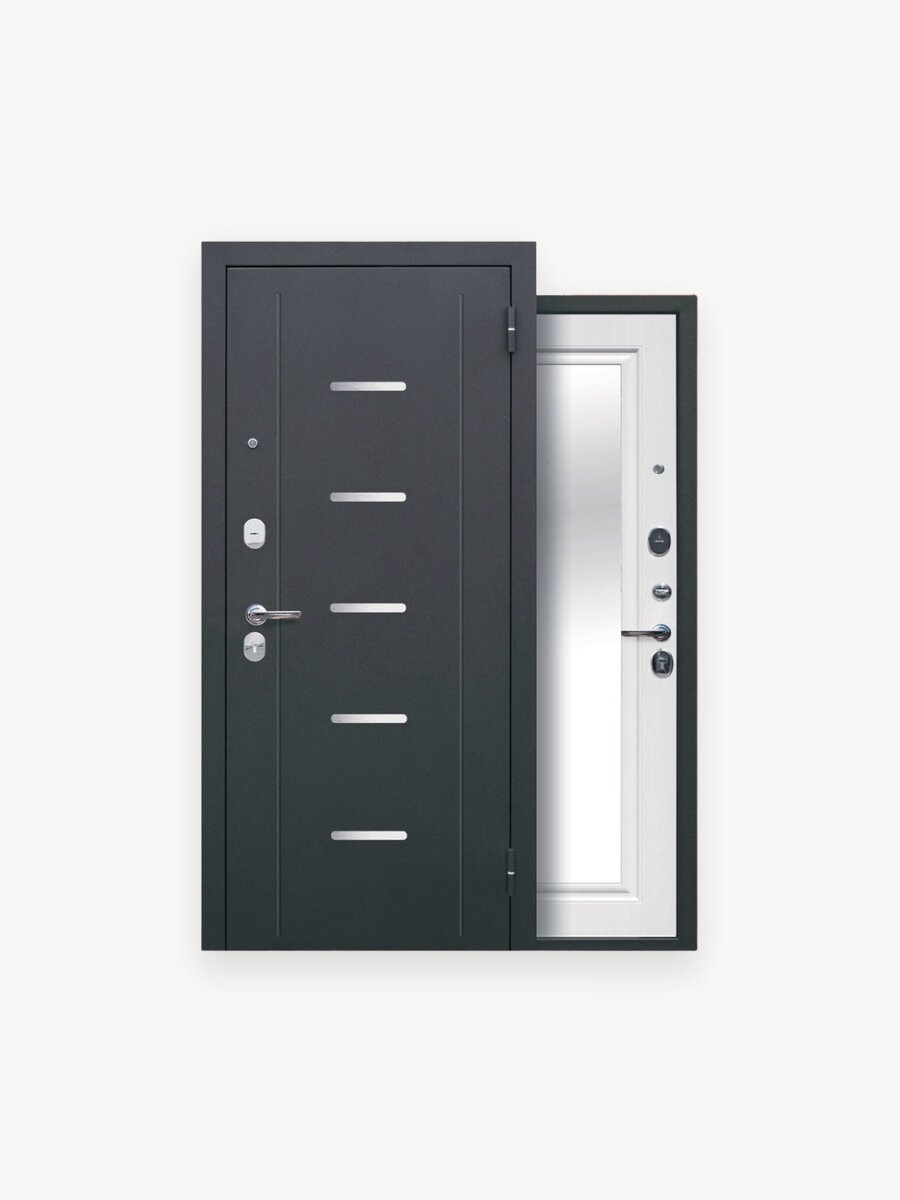 Дверь входная металлическая Foreman Ф-7 Зеркало 2050х960 Правая Антик Серебро - Дуб Белый тепло-шумоизоляция, антикоррозийная защита для квартиры и дома УТ-00082812