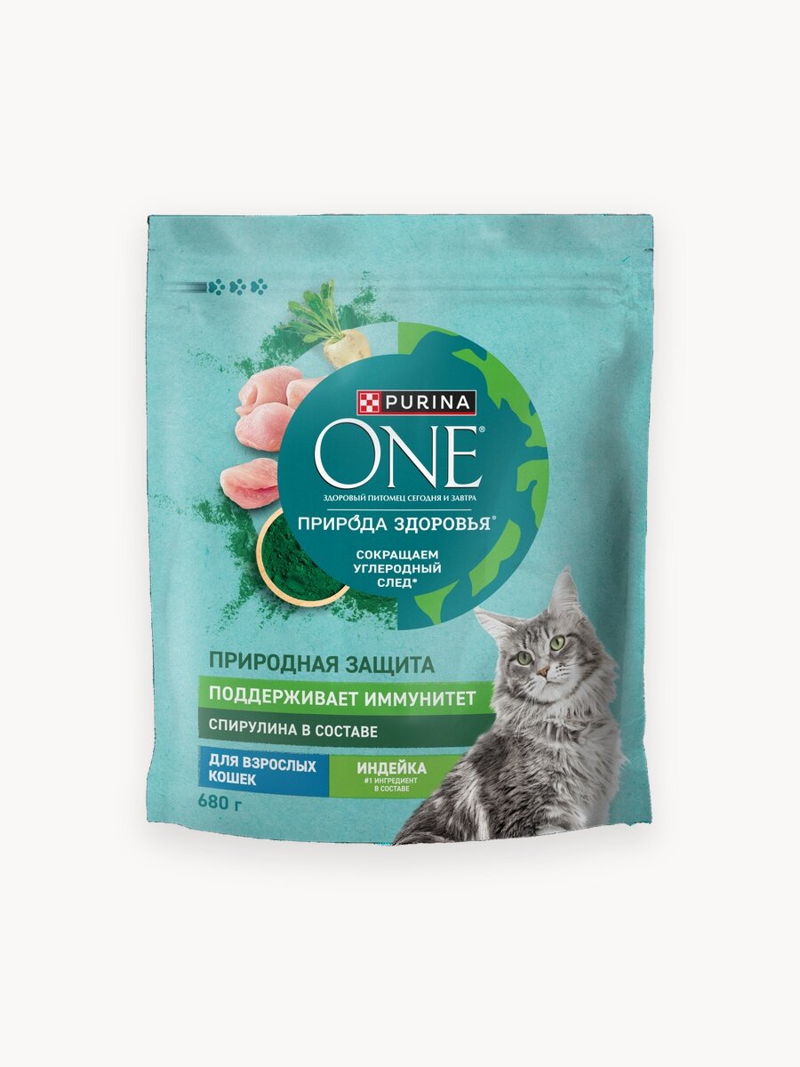 Сухой корм PURINA ONE® Природа Здоровья® для взрослых кошек с индейкой, 680 г
