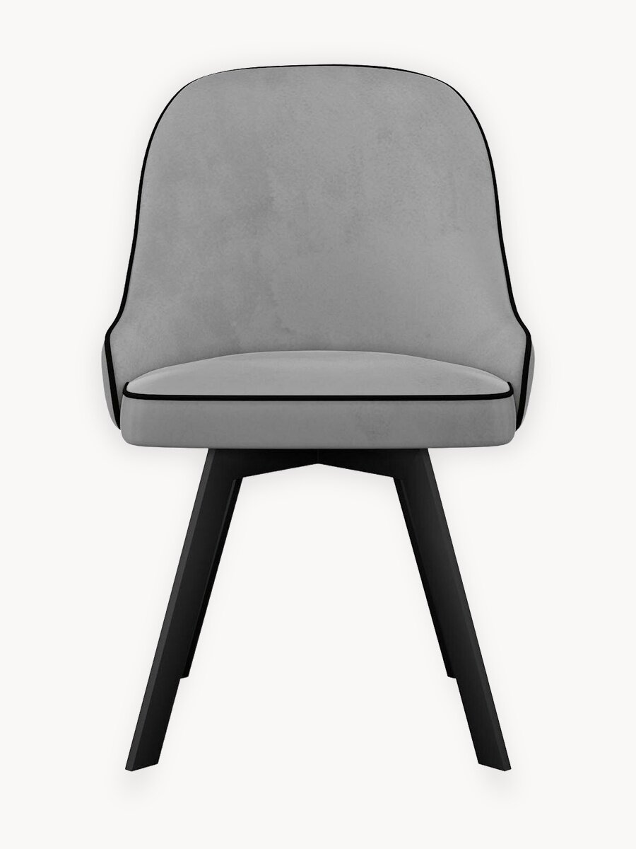 Стул для кухни и офиса DikLine 266M поворотный, E28 микровелюр светло-серый, ножки черные