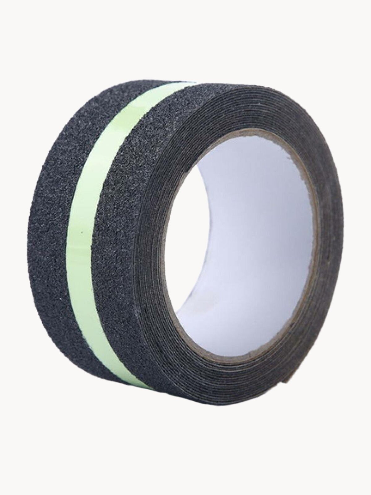 Противоскользящая абразивная черная лента с фотолюминесцентной полосой для ступеней, пола размер 50мм х 6м