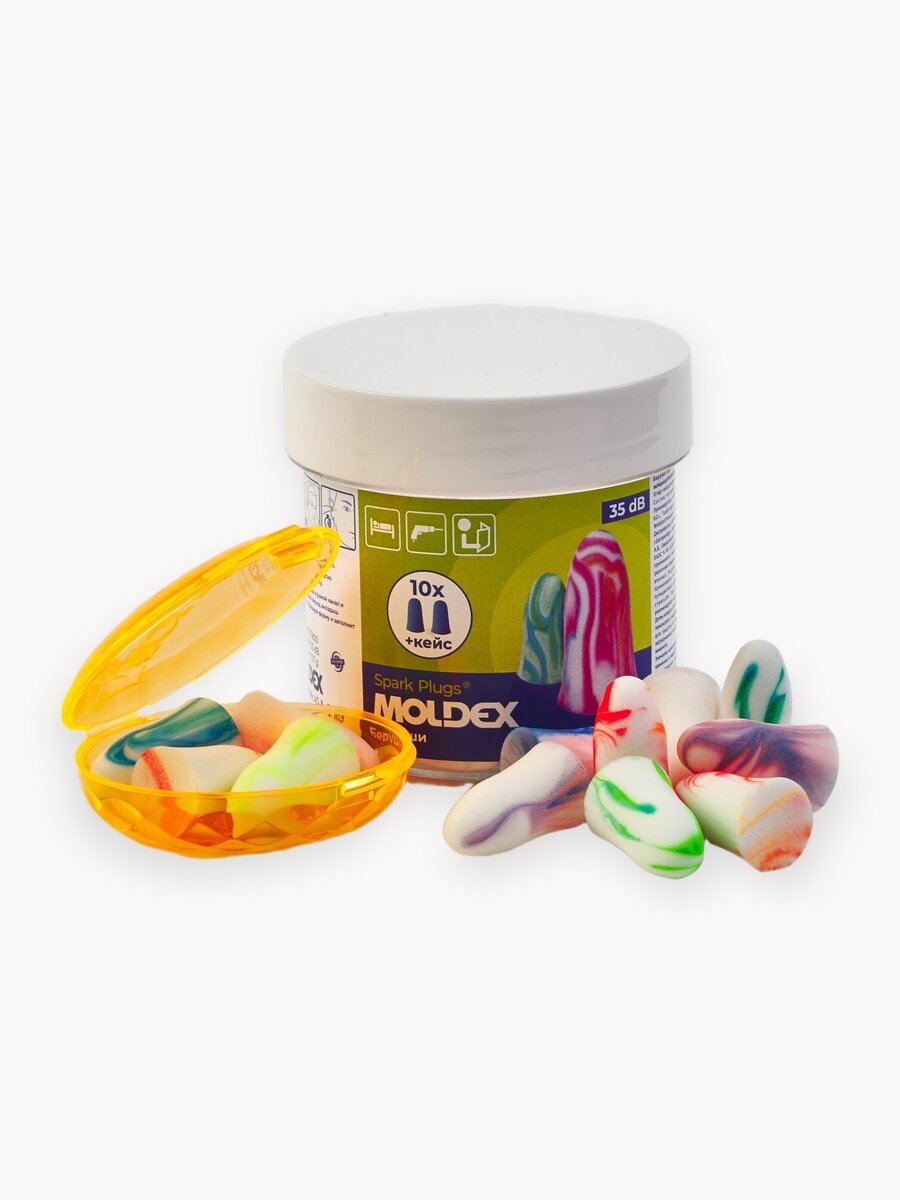 Беруши для сна (противошумные вкладыши) Moldex Spark Plugs, 10 пар с кейсом