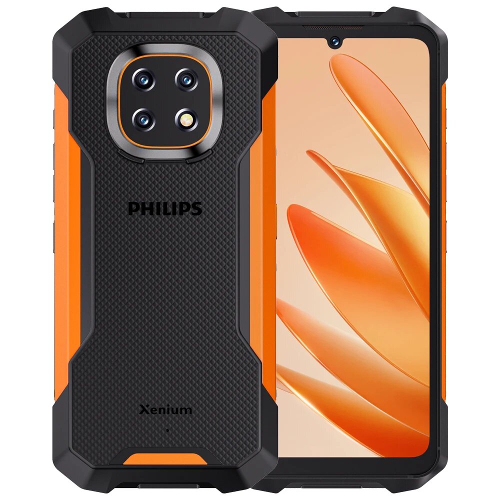 Смартфон PHILIPS S8320 повышенной прочности, Android 15, дисплей 6.745 дюйма 120 Гц, 12(6+6) ГБ ОЗУ, 128 ГБ ПЗУ, фонарь для кемпинга, камера 48 МП, аккумулятор 10200 мАч, NFC