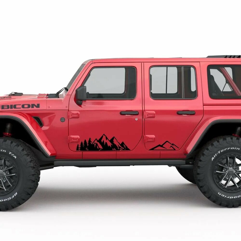 4X MOUNTAINS Виниловая наклейка для дверей Jeep Wrangler Rubicon JK JL 2007-2025
