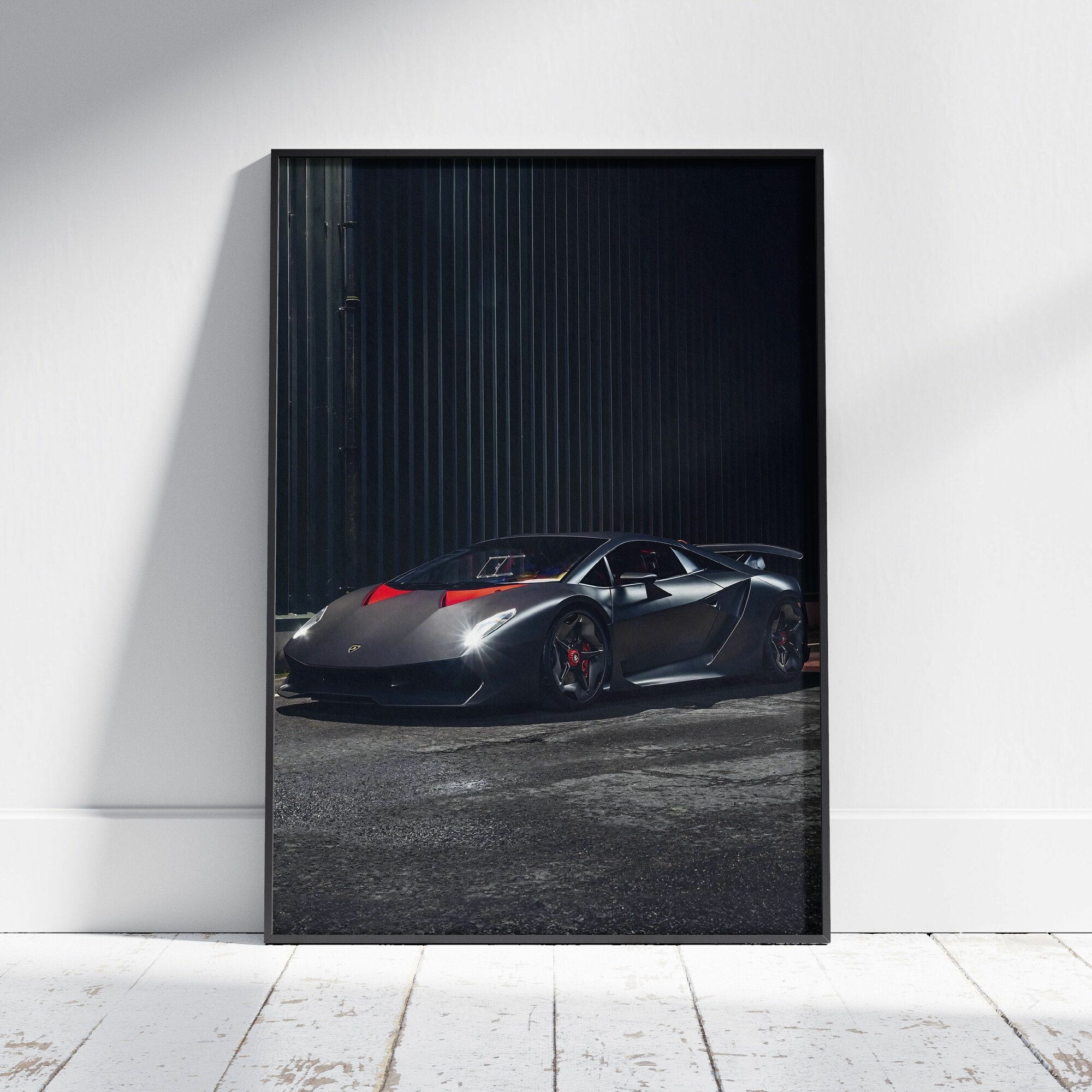 Плакат на стену для интерьера Спорткар (Lamborghini Sesto Elemento 3) - Постер по спортивным гоночным машинам автомобилям формата А3 (30x42 см)